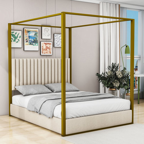 Mercer41 Wycliffe Queen Upholstered Canopy Platform Bed With Headboard